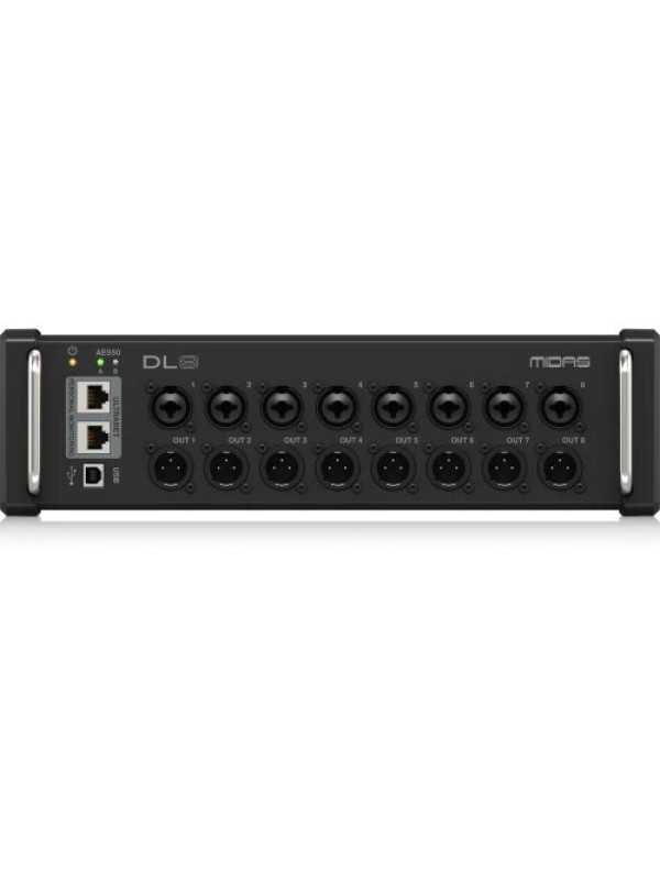 DL8 I/O STAGE BOX 8-Entradas 8-Salidas, PoE-Powered, 2-Powered Ultranet Monitoring Outputs MIDAS